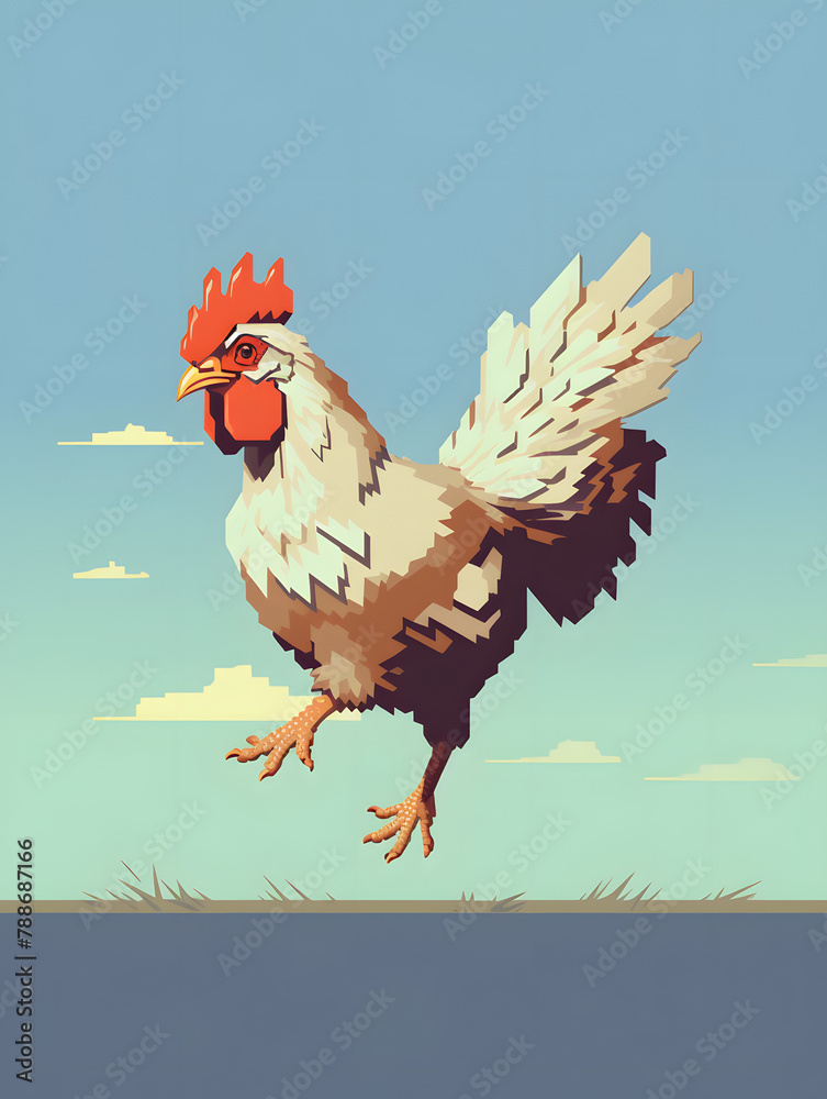 8 Bit pixel Rooster, pixel rooster, rooster chicken, 8 bit pixel ...