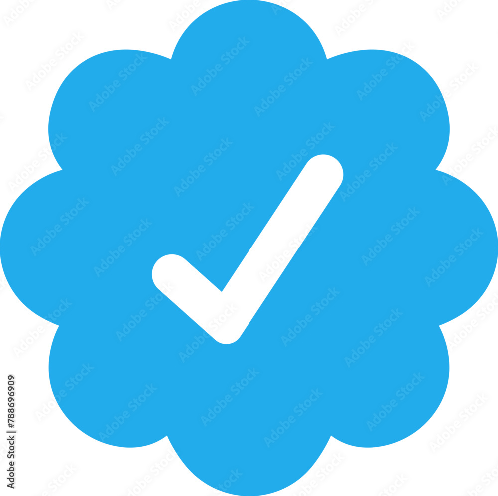Verified blue tick badge icon isolated on transparent background ...