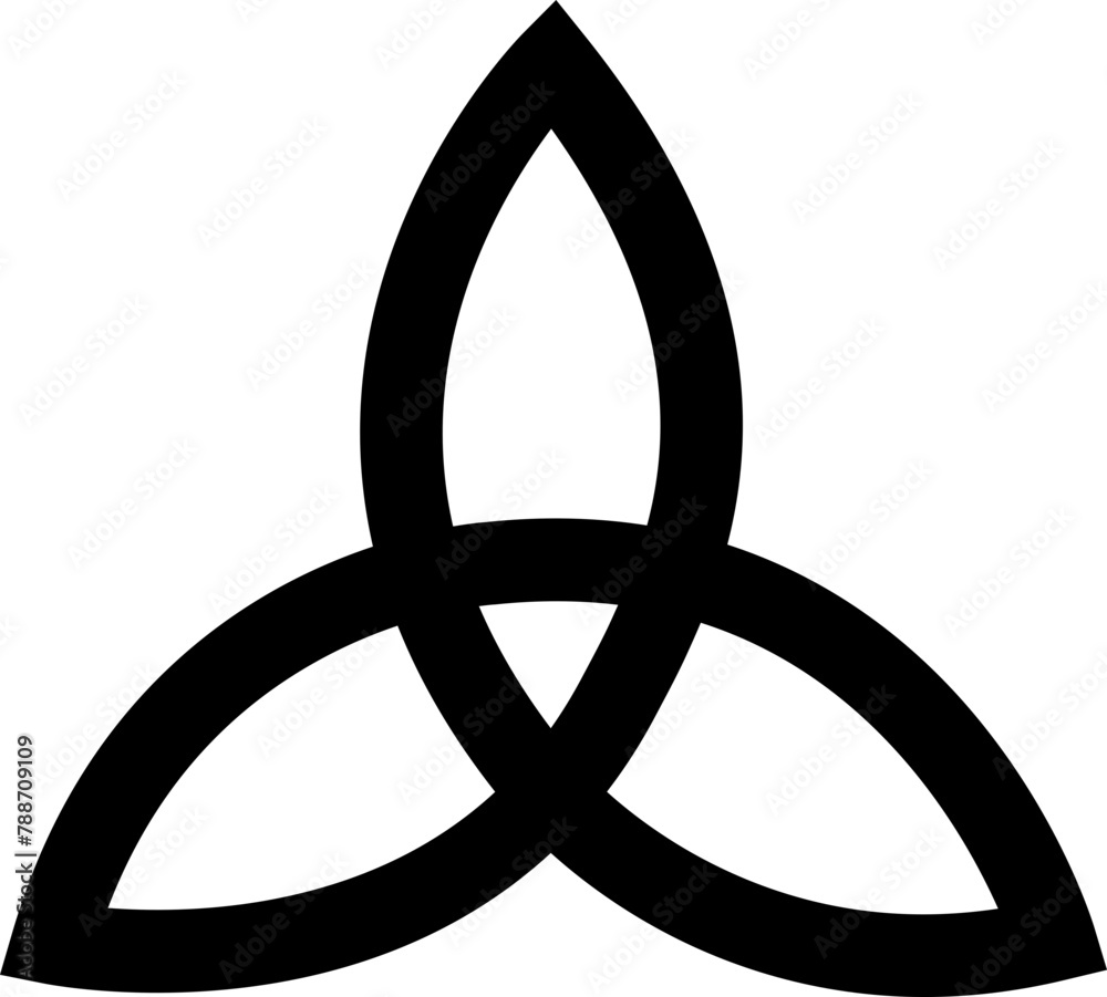 Triquetra sign icon. Leaf like celtic simple symbol black line vector. Trikvetr knotof three ...