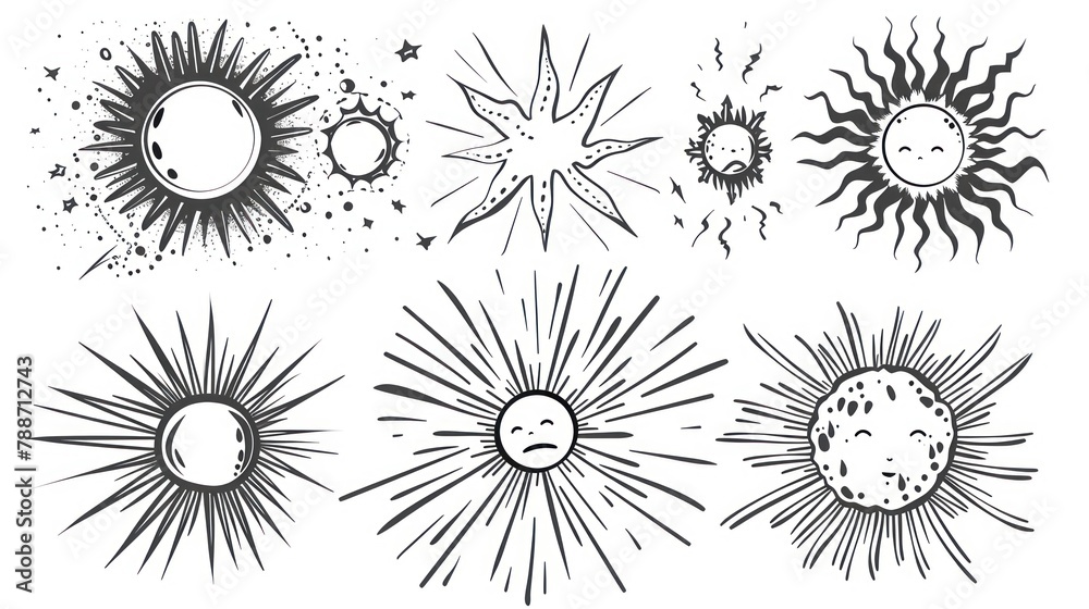 lines and surprise symbol. Sun burst, shocked frame black white color ...