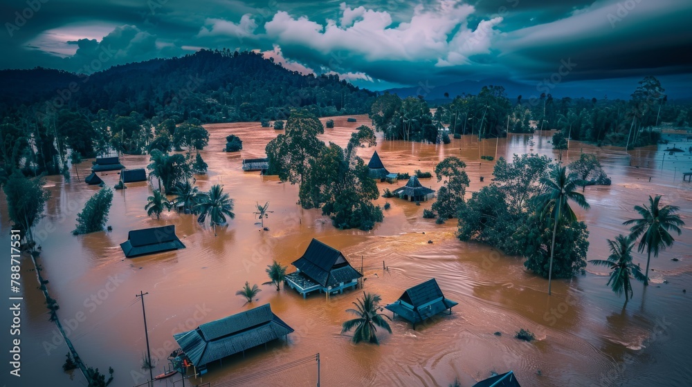 severe tropical storm with heavy rainfall caused a major flooding, and ...