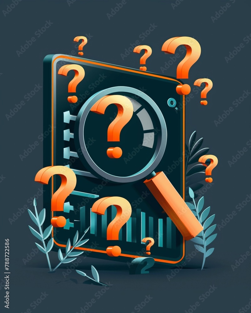 A digital search bar with a magnifying glass icon, surrounded by ...