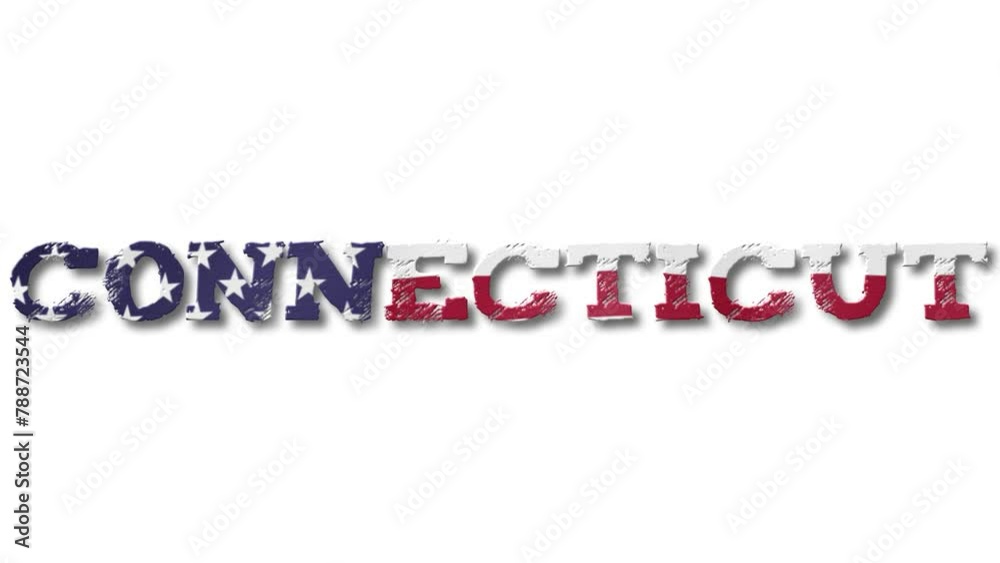 Connecticut Text with USA Flag Waving Inside. Seamless Loop Animation ...