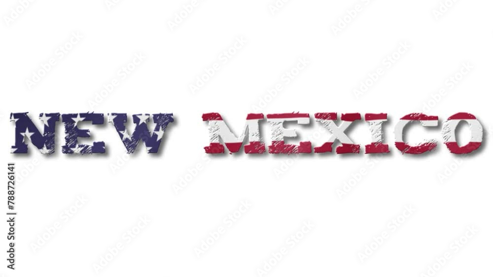 New Mexico Text with USA Flag Waving Inside. Seamless Loop Animation on ...