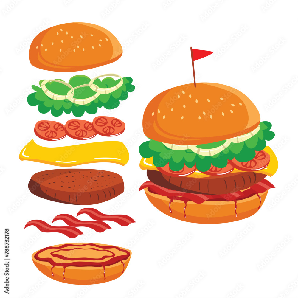 Burger Burger design for motion graphics that you can animate. Stock ...