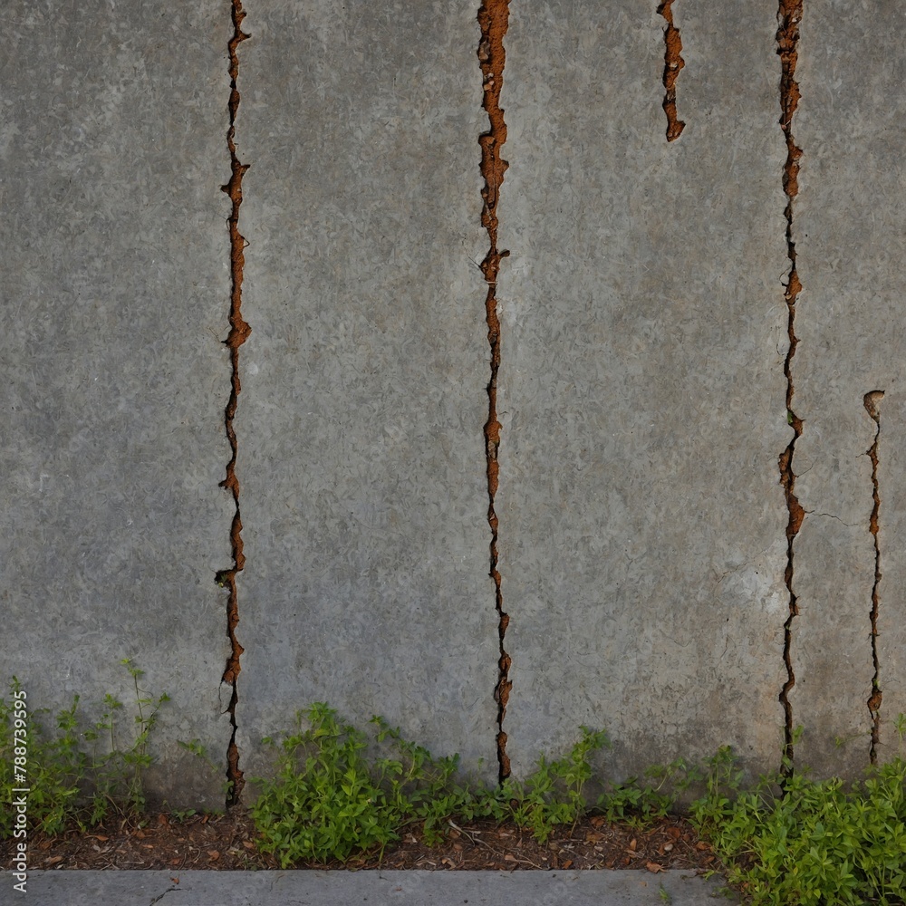 Tall concrete wall shown with several long vertical cracks. Cracks ...