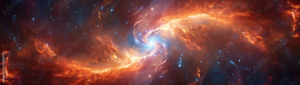 Fiery vortex in an ethereal cosmic nebula setting, soft tones, fine ...