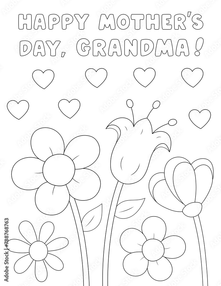 happy mothers day grandma, coloring page. you can print it on standard ...