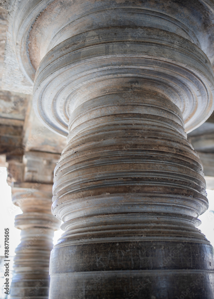 Columns of Chennakeshava Temple, a Hindu temple in Somanathapura in ...