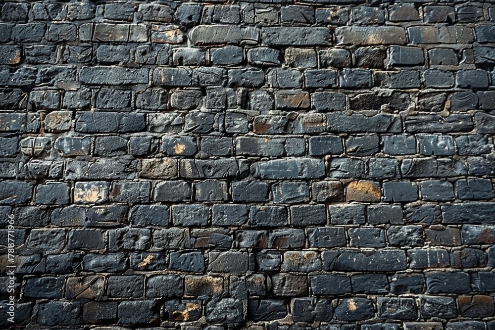 a large, uniform brick wall The bricks are uniformly sized and are laid ...