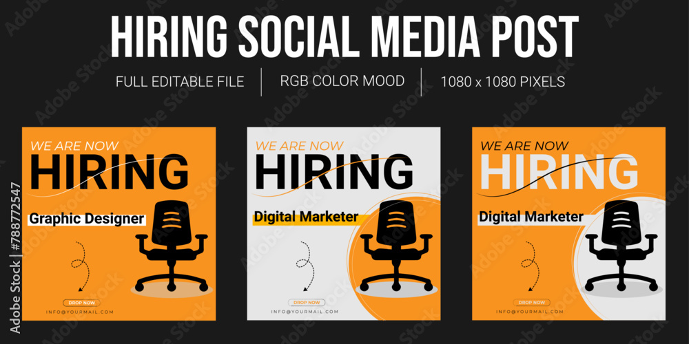 A black chair stands out from the crowd. Business concept. We are ...