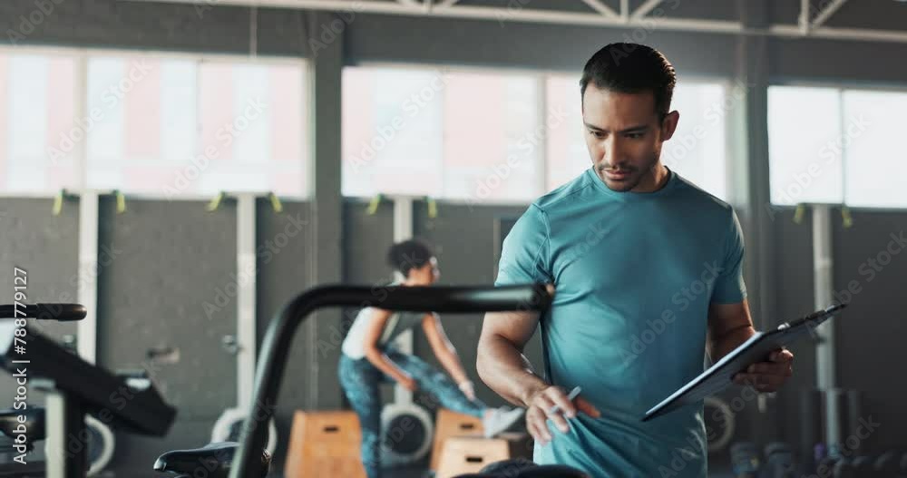 Gym, equipment and personal trainer for maintenance, machine and studio ...