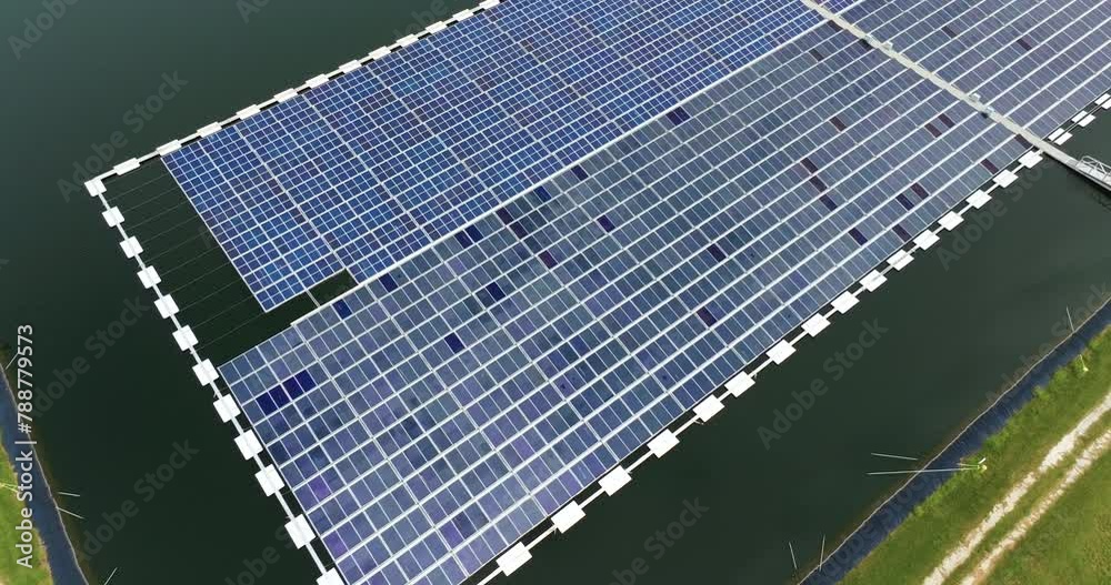 Floating solar panels at renewable electrical power plant for producing ...