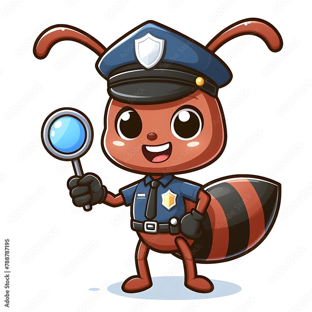 Cartoon ant character isolated vector. Cute and funny police clipart ...