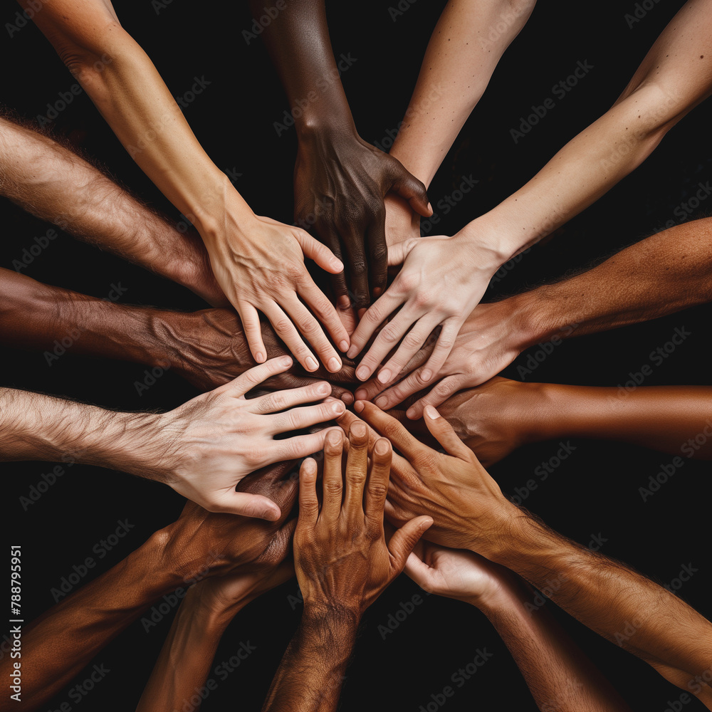 Unity in Diversity: Hands of Humanity. Set of hands of different skin ...