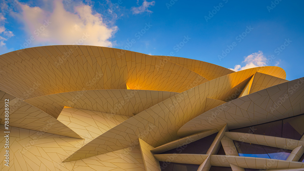 Doha, Qatar - Jan 06 2024, a panoramic view of National Museum of Qatar ...