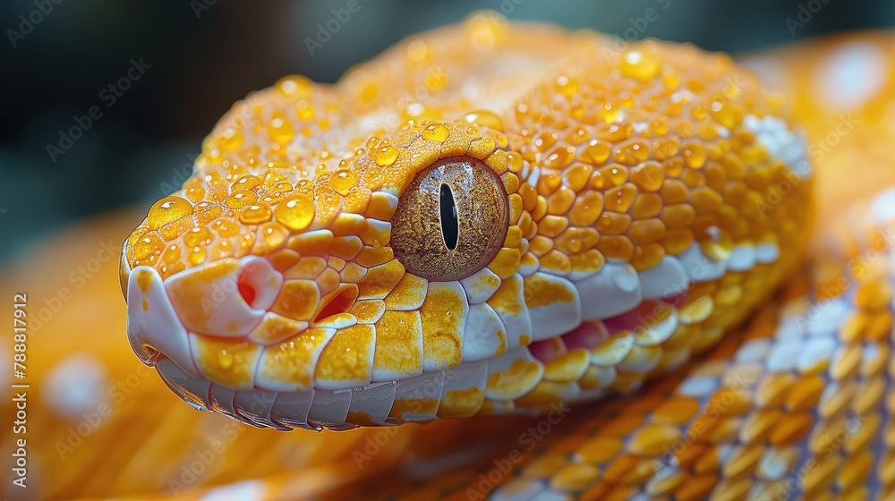 Snake close-up. Portrait of a yellow dangerous poisonous rattlesnake ...
