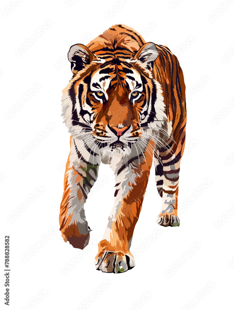 flat tiger cartoon illustration isolated on white transparent ...