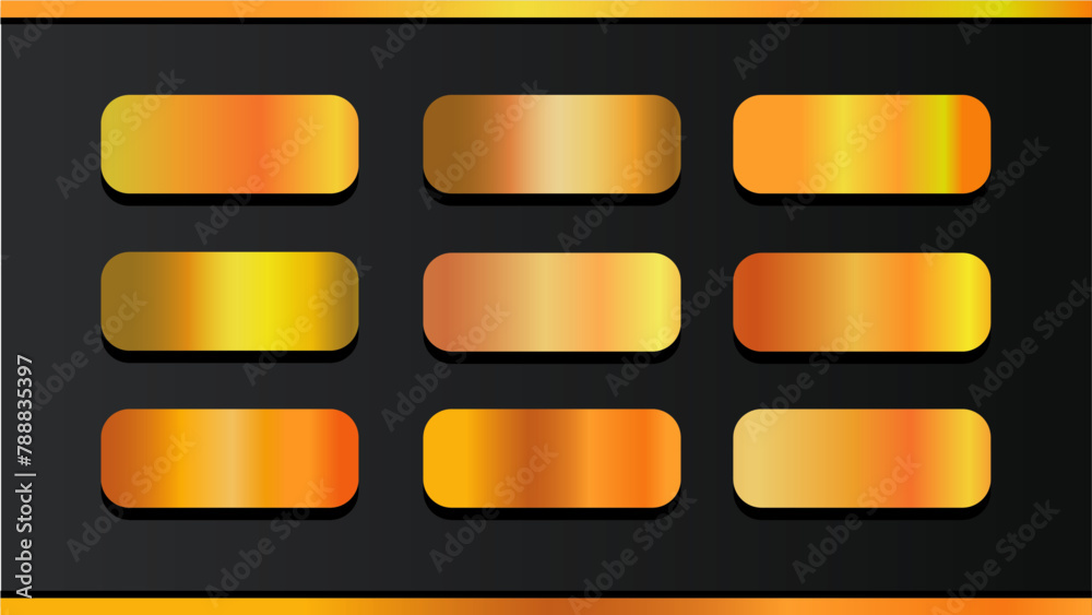 Premium Gold Gradient Set. Golden background vector shinny border ...
