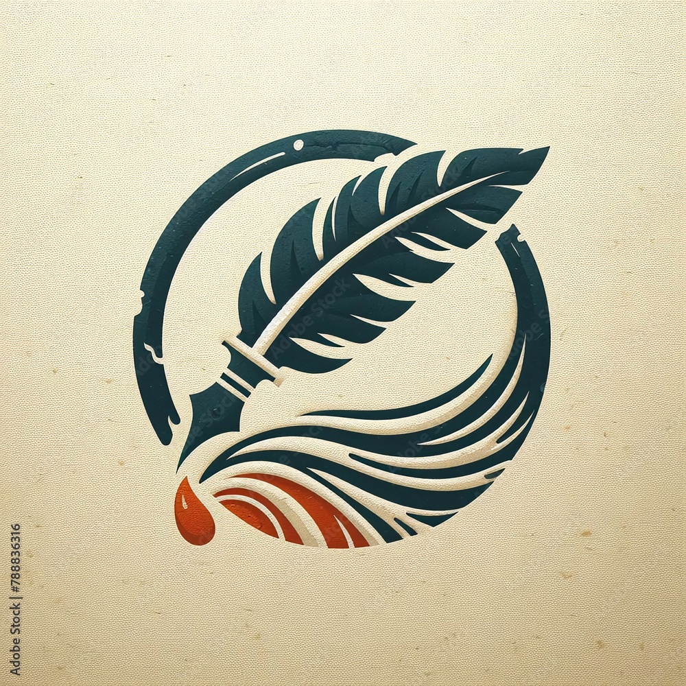 An artistic illustration featuring a circular logo with the image of a ...