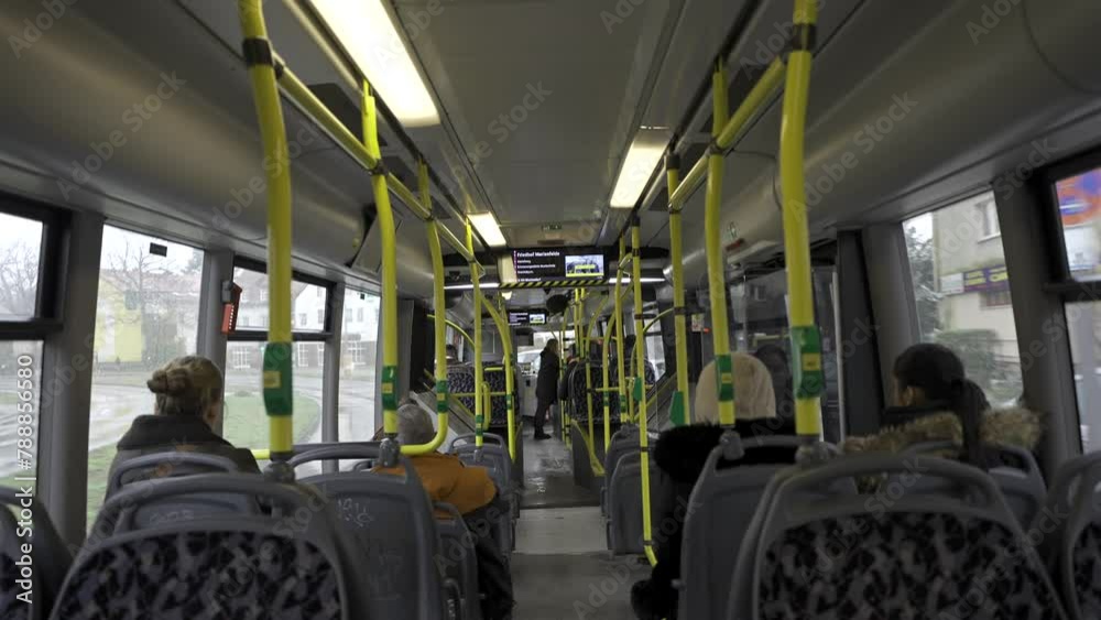 Germany, Berlin. Municipal bus BVG, Berliner Verkehrsbetriebe view from ...