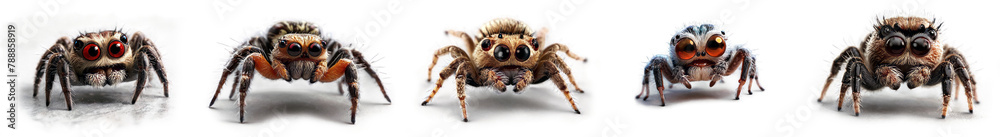 Adorable collection of 5 cartoon jumping spider characters on ...