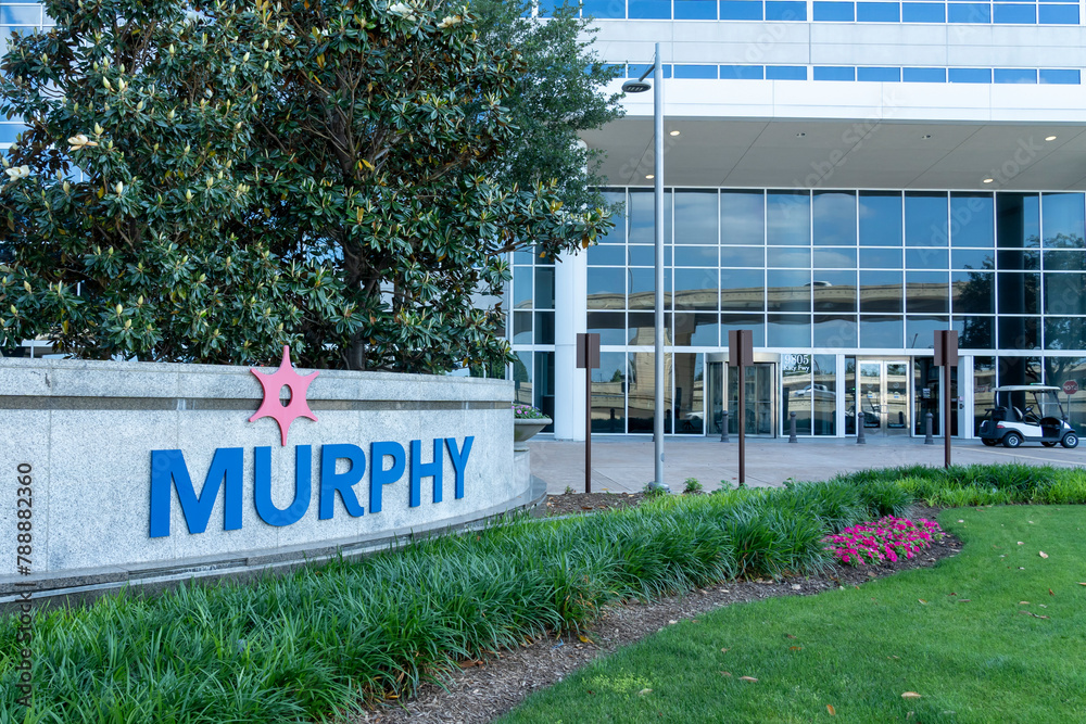 Houston, Texas, USA - April 14, 2024: Murphy ground sign at Murphy Oil ...