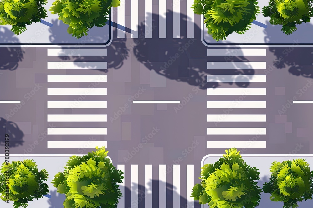 Crosswalk top view with textured asphalt vector illustration Safety ...