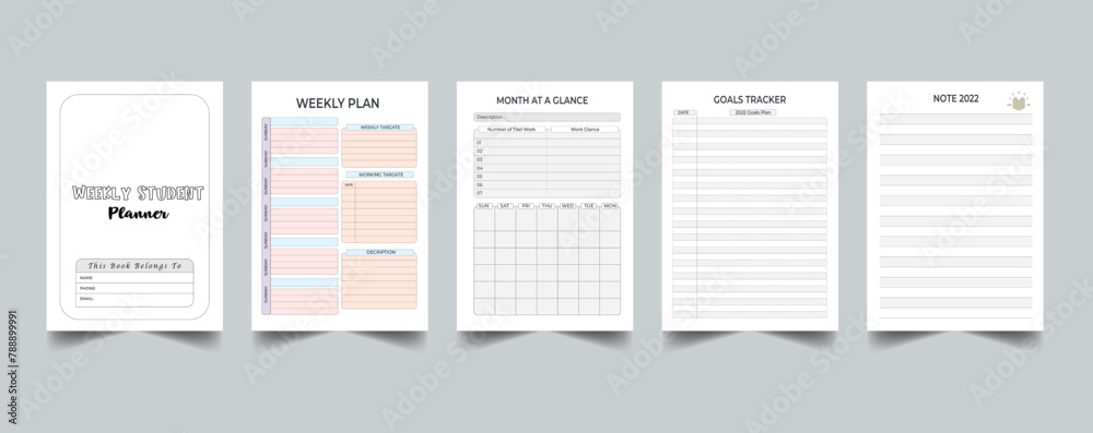 Weekly Student Planner. Weekly and days organizers for schedule list ...