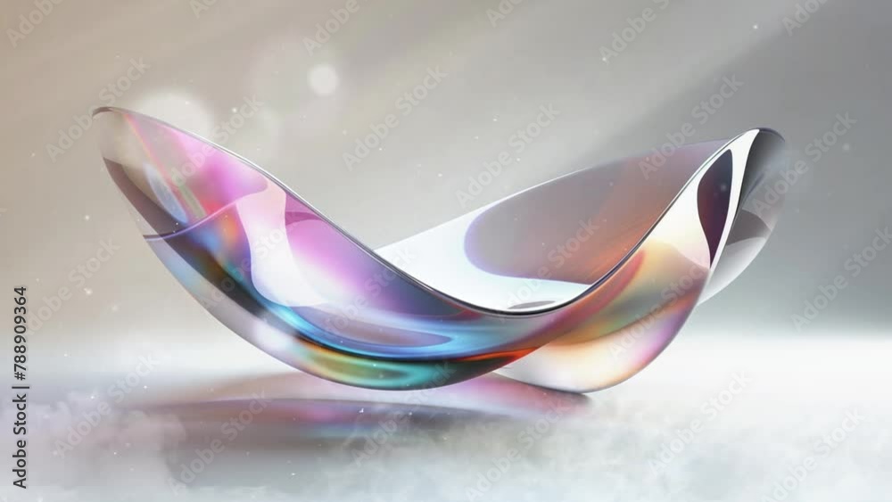 realistic render of a curved paraboloid shape prism. seamless looping ...