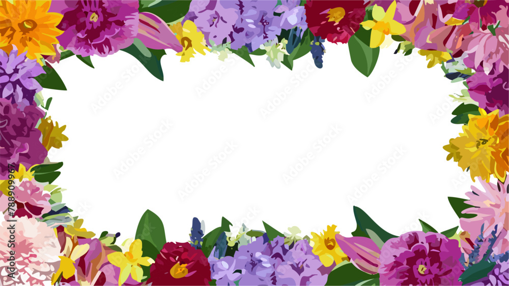 Mother's Day Frame - Mixed floral border design vector illustration ...