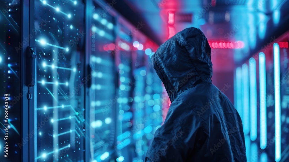 Hacker Encryption Malware Concept Computer Hacker Masked In Cyber Security Vulnerability On