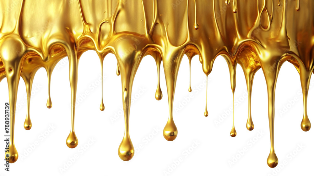 melted gold dripping isolated on transparent background cutout Stock ...