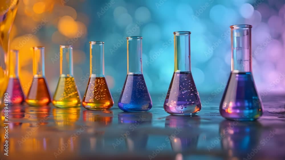 Vibrant Laboratory Symphony: Test Tubes and Flasks. Concept Science ...