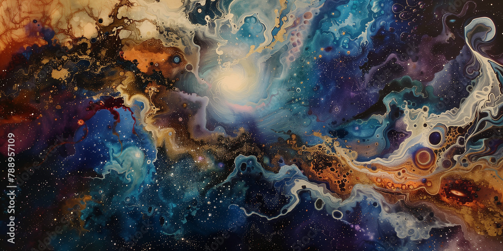 Create an abstract design inspired by the movement of celestial bodies ...