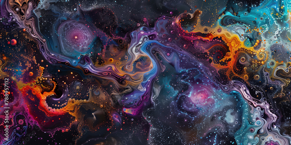 Create an abstract design inspired by the movement of celestial bodies ...
