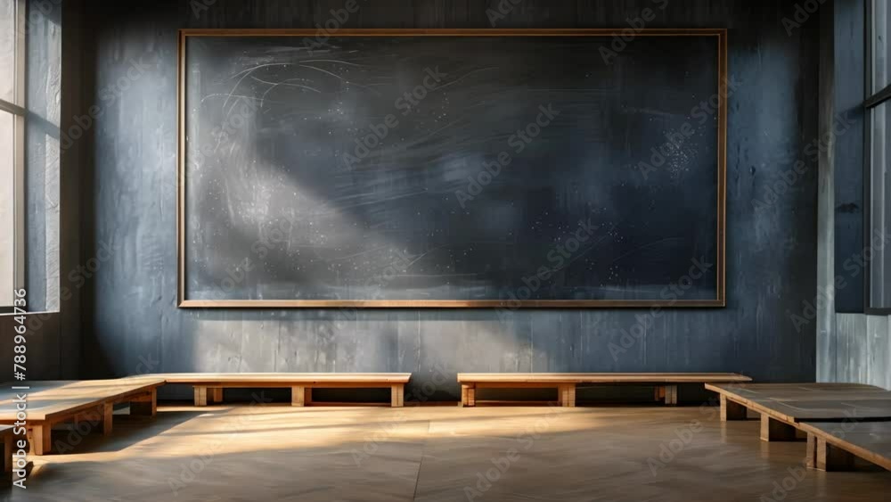 Minimalist Classroom Design with Sunlit Chalkboard. Concept Minimalist ...