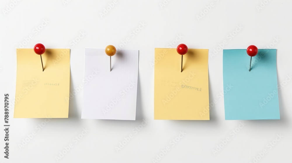 note paper pin on white background. each one is shot separately ,top ...