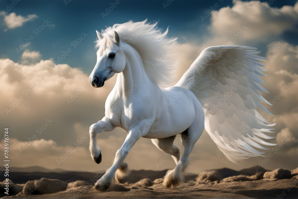 Pegasus White Profile fast horse mare beautiful beauty wild picture ...