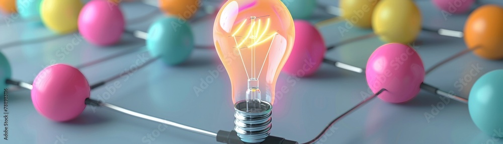 A light bulb connected to an energy source, pumping vibrant ideas into ...