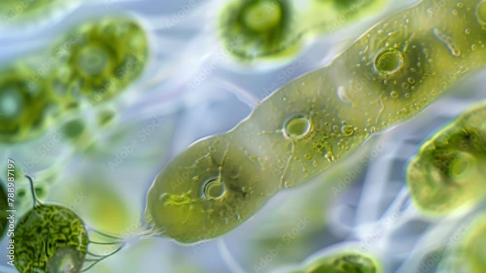 A microscopic view of a protist known as Euglena containing ...