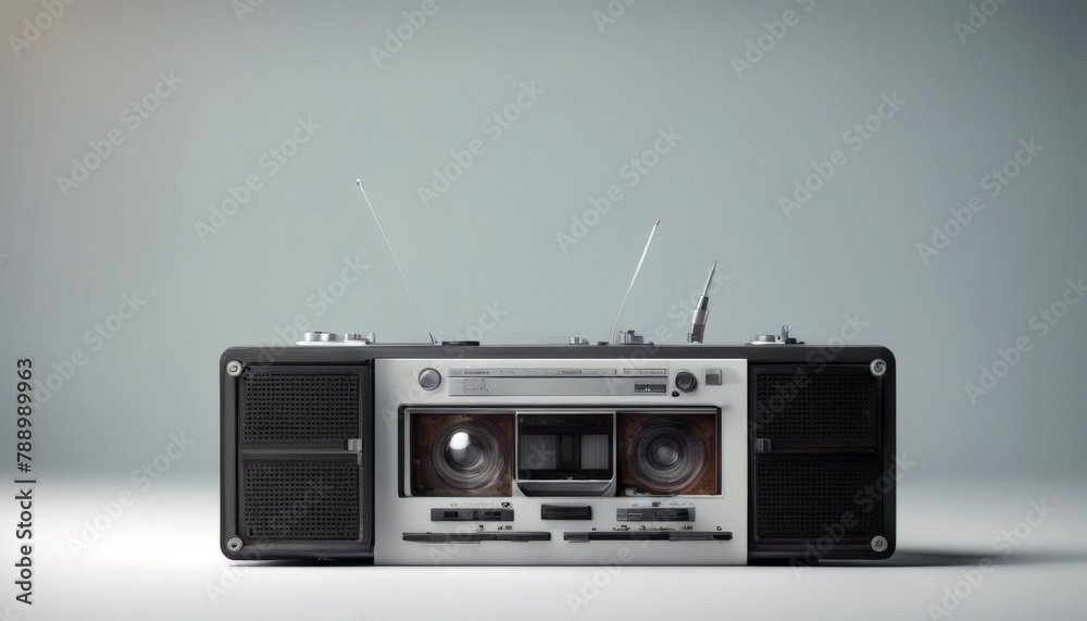 3d isolated recorder background white Retro cassette tape player stereo ...