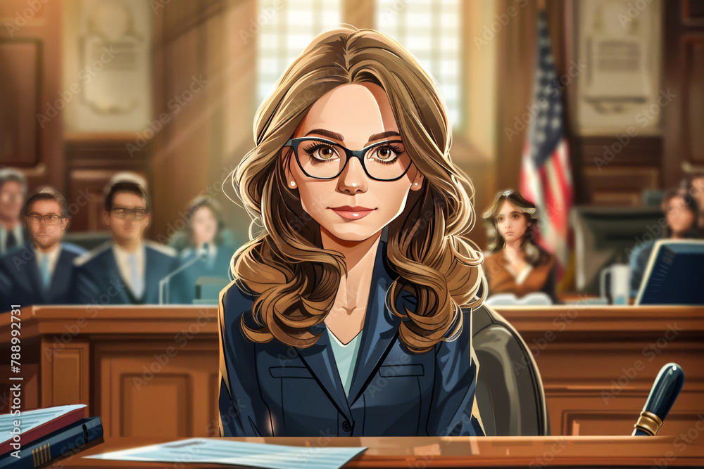 Cartoon Caricature of a Female Attorney. Generated Image. A digital ...