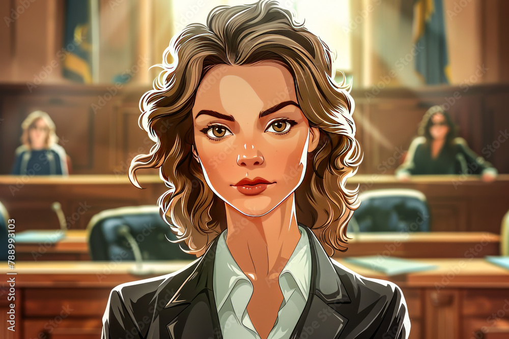 Cartoon Caricature of a Female Attorney. Generated Image. A digital ...