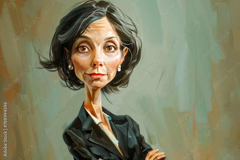 Cartoon Caricature of a Female Attorney. Generated Image. A digital ...