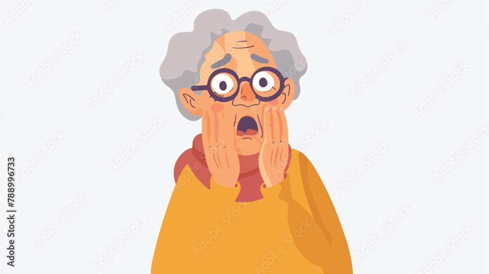 Old woman fear and fright emotion. Shocked afraid sen Stock Vector ...