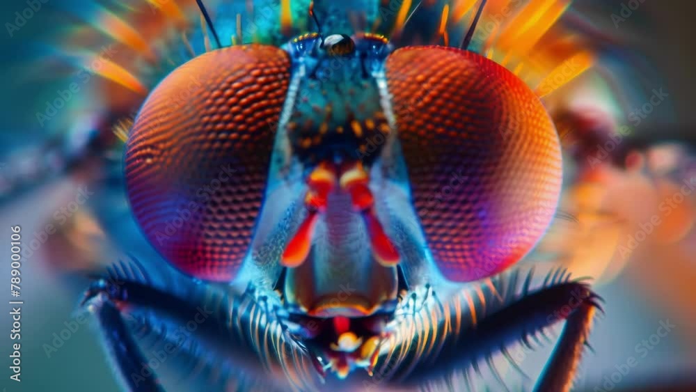 Video Stock Through the microscope the compound eyes of a housefly ...