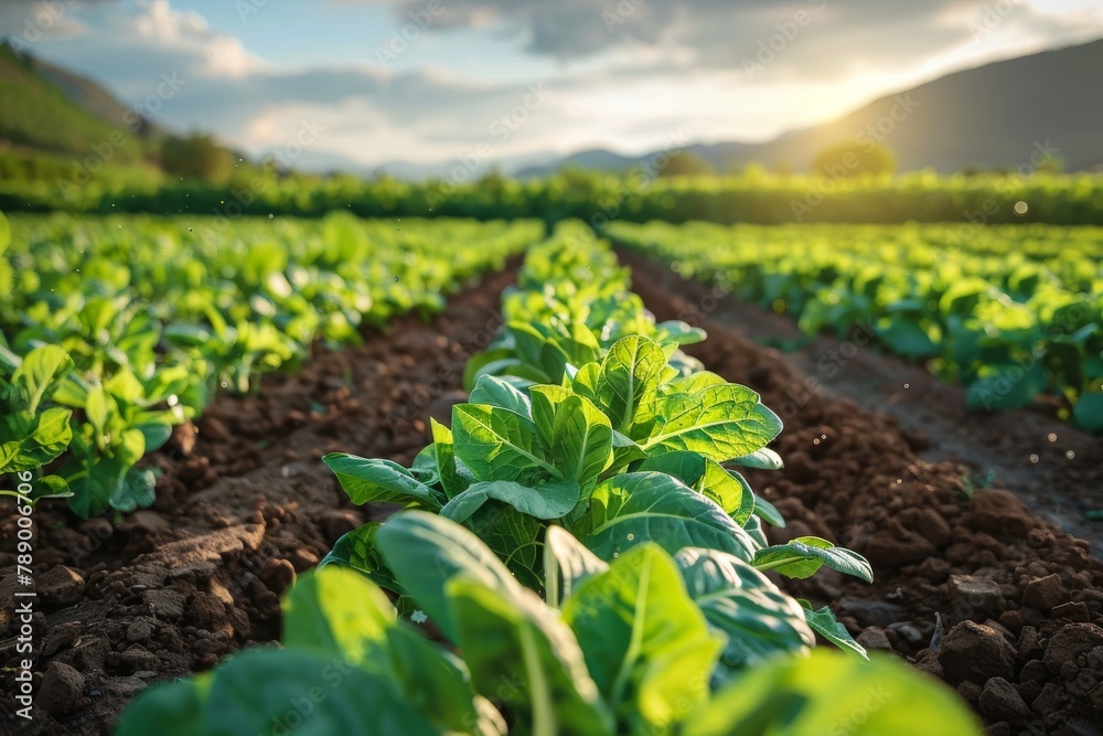 cultivating organic vegetables on a sustainable farm, showcasing ...