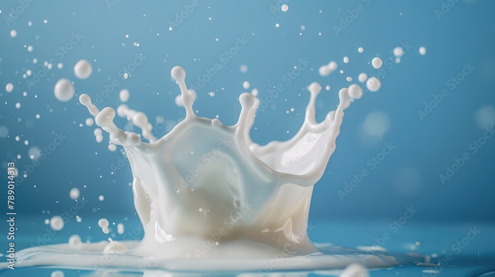 Milk pouring with crown splash in milk pool with ripples, Beautiful ...