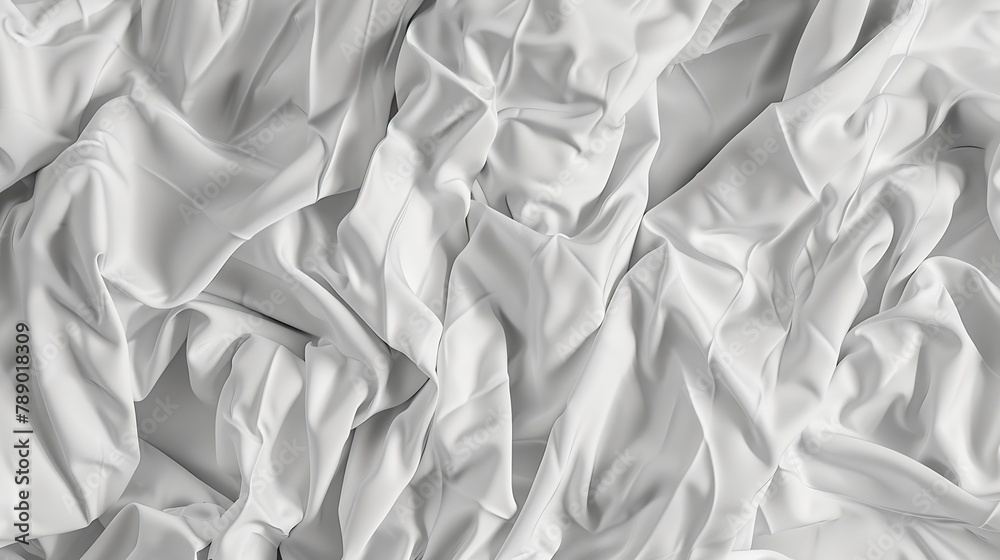 Abstract pattern of white crumpled bed sheet White wrinkled fabric ...